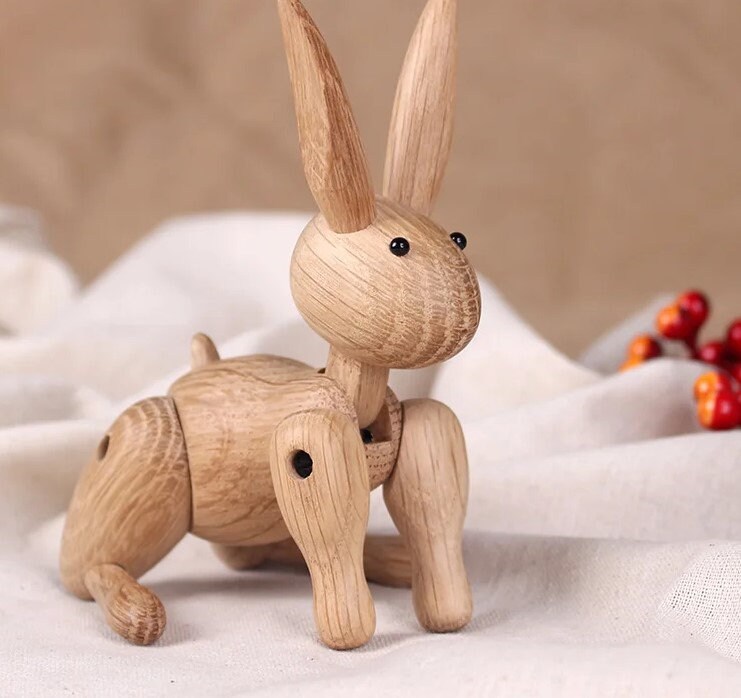 Handmade Wooden Rabbit, Rabbit Sculpture, Wooden Rabbit Statue, Gift ...