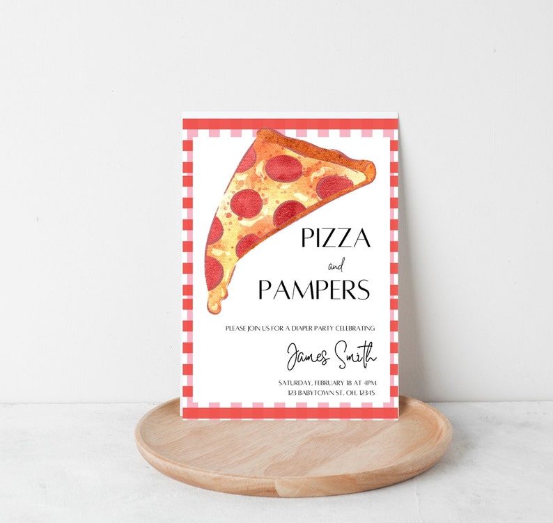 Pizza and Pampers Diaper Party Invitation - Etsy