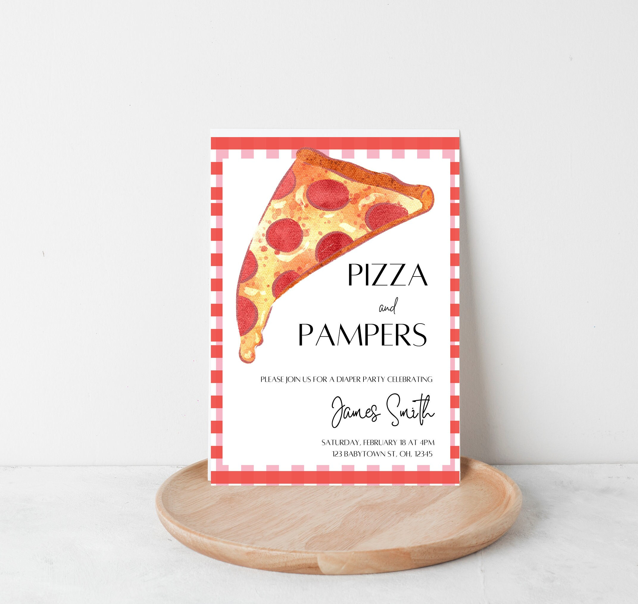 Pizza and Pampers Diaper Party Invitation - Etsy