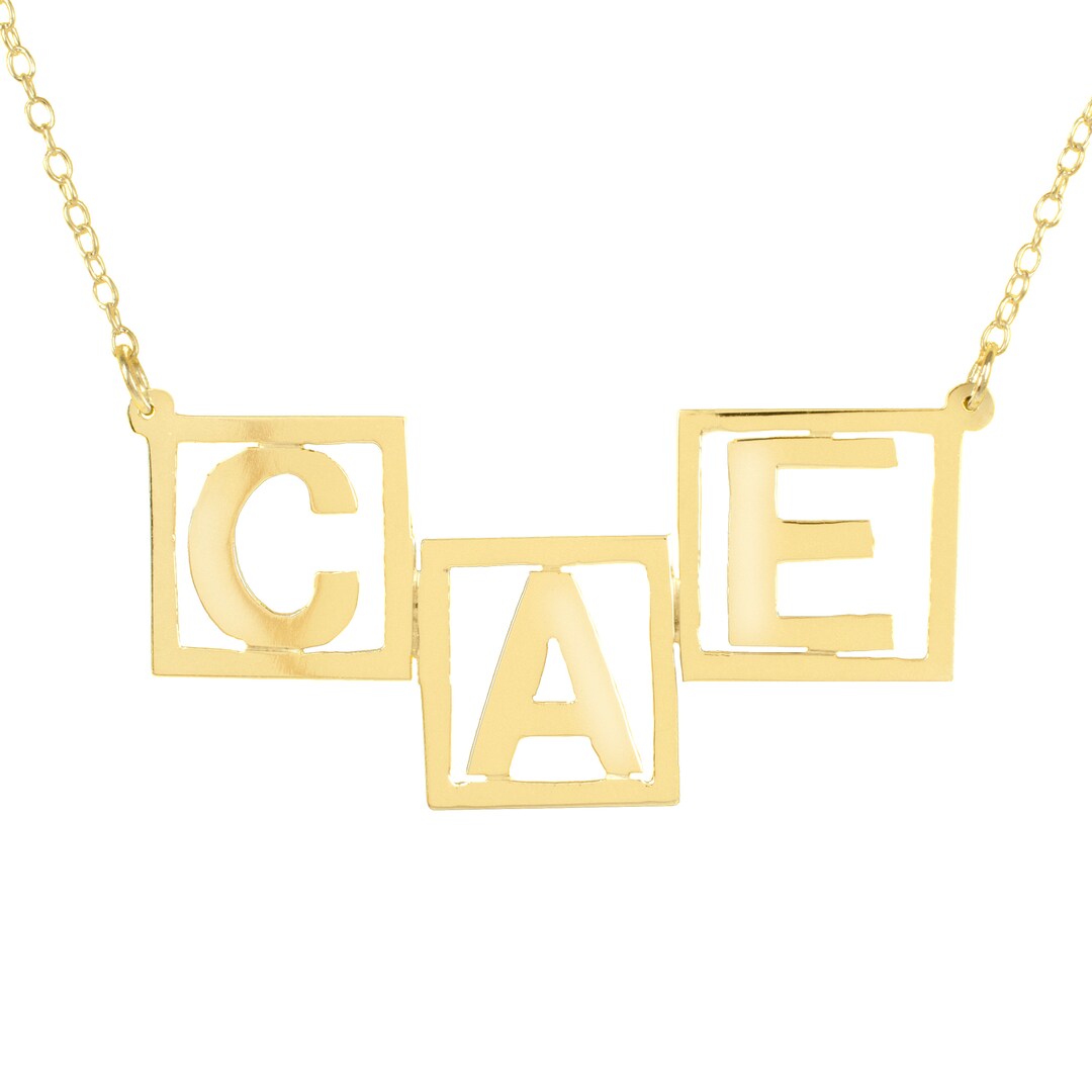 Personalized Family Initial Necklace: 14kt Gold Plated Sterling Silver ...