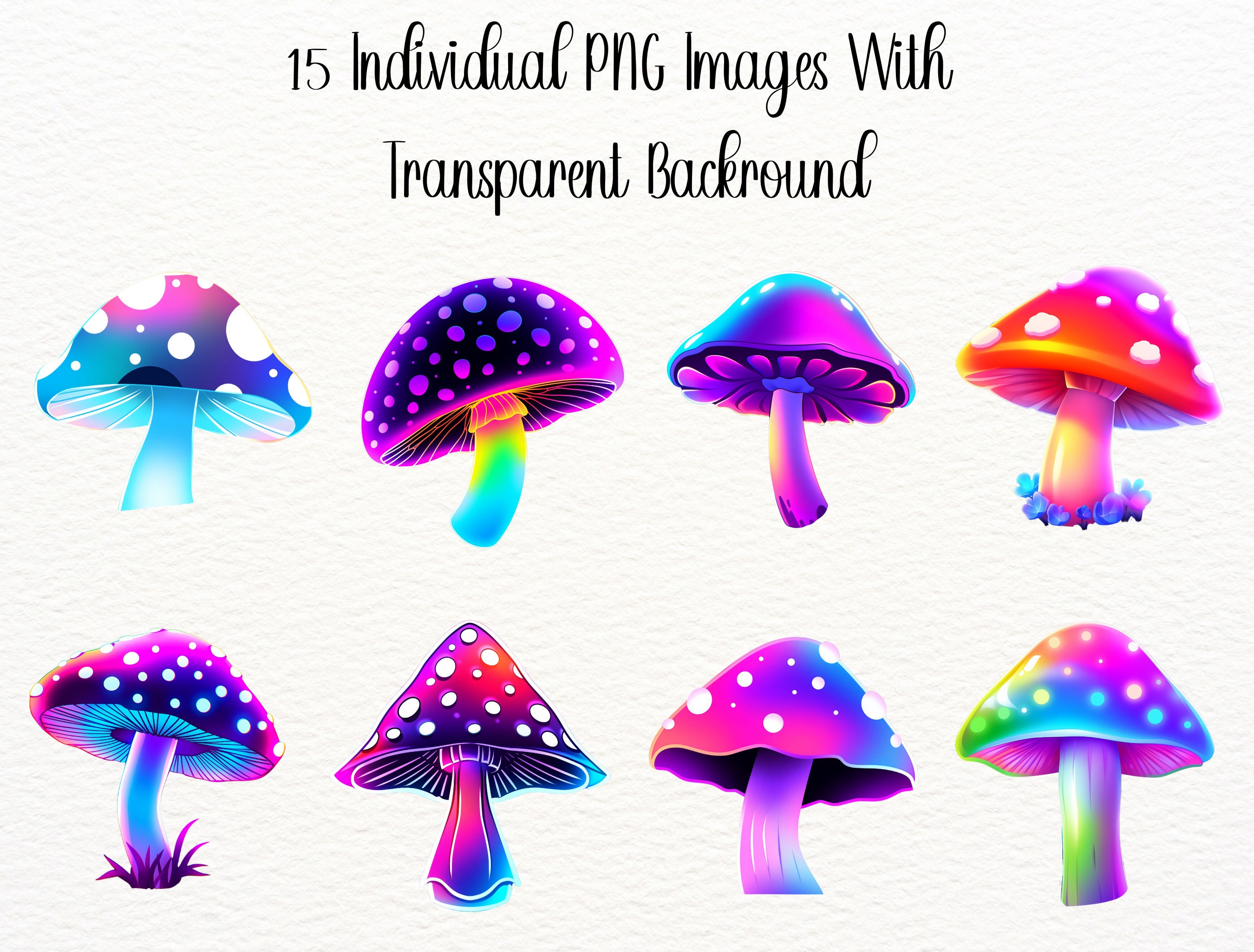 Mushroom Clip Art Clip Art Bundle Transparent PNG Digital - Etsy