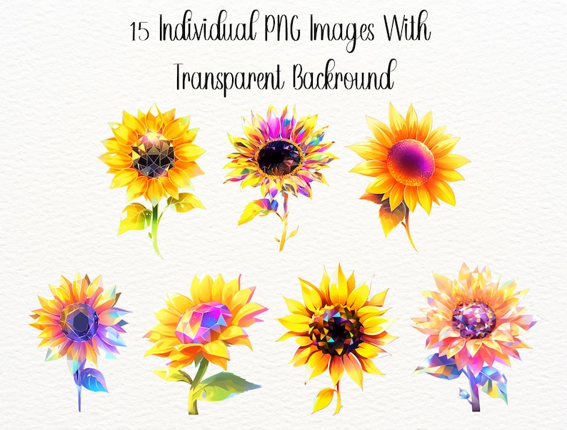 Sunflower Clip Art, Clip Art Bundle, Transparent PNG, Digital Download ...