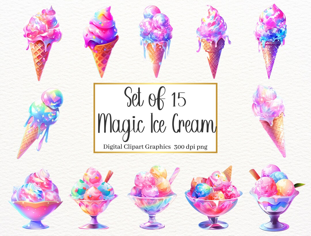 Ice Cream Clip Art, Clip Art Bundle, Transparent PNG, Digital Download ...