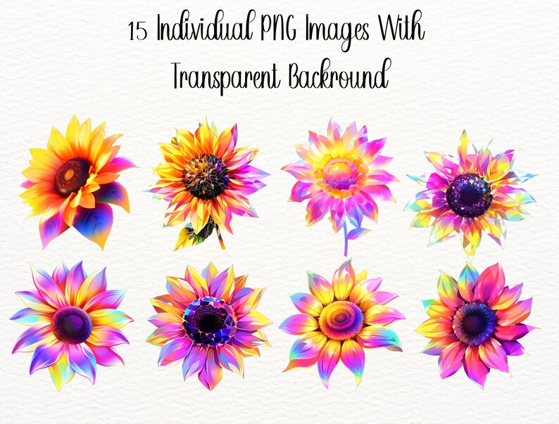 Sunflower Clip Art, Clip Art Bundle, Transparent PNG, Digital Download ...