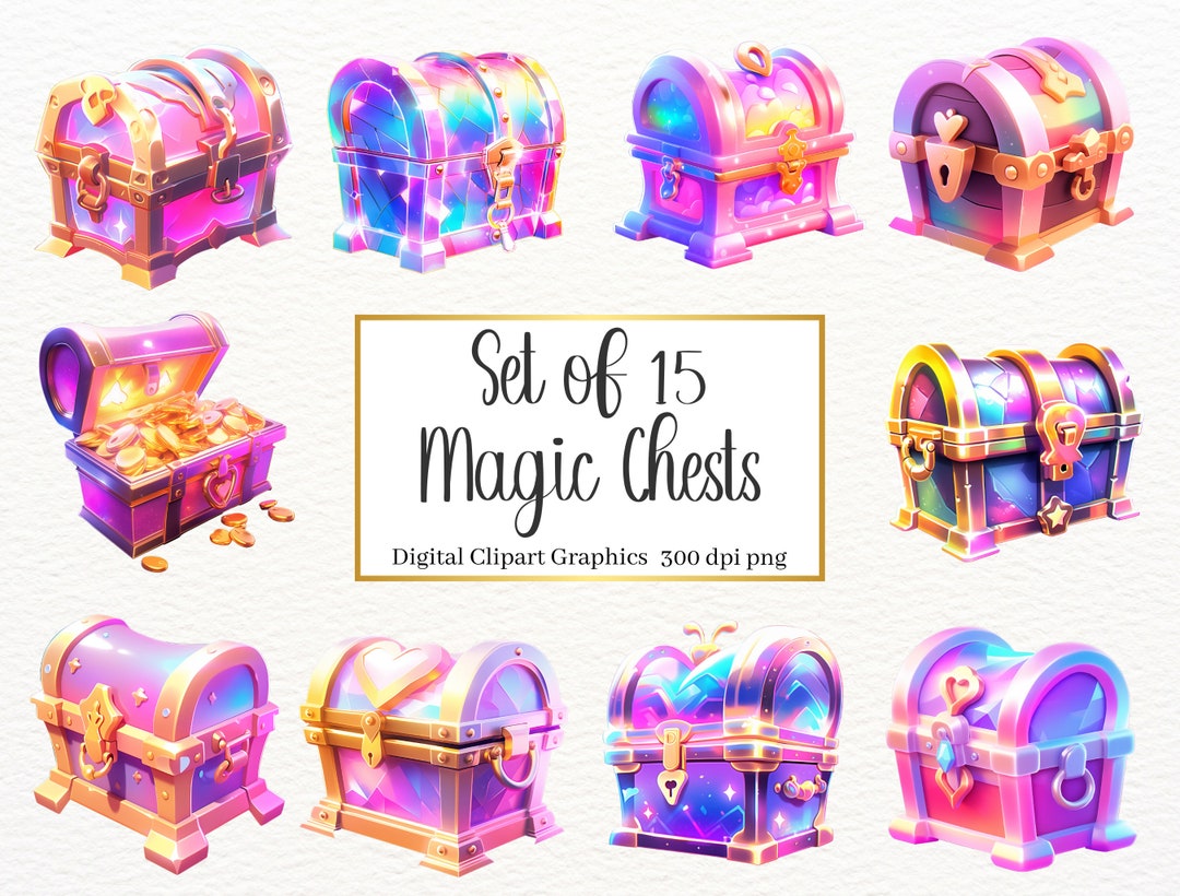 Chest Clip Art, Clip Art Bundle, Transparent PNG, Digital Download ...