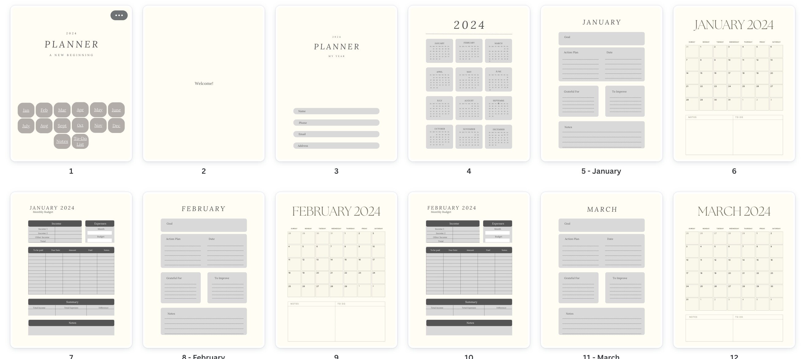 2024 Minimalist Digital Planner W/ Hyperlinks - Etsy