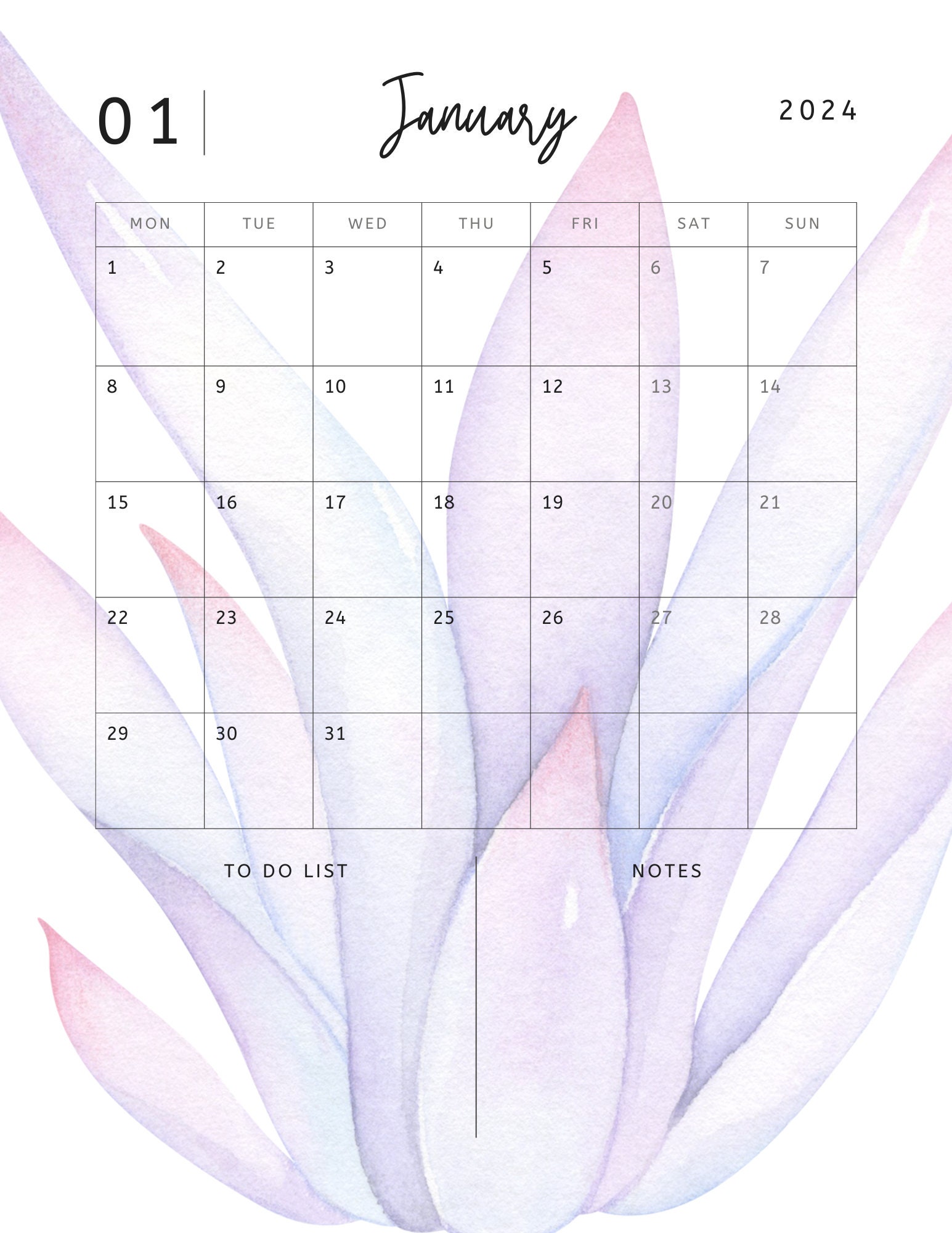 2024 Succulent Theme Digital Printable Planner 34 Pages, Pdf Format - Etsy