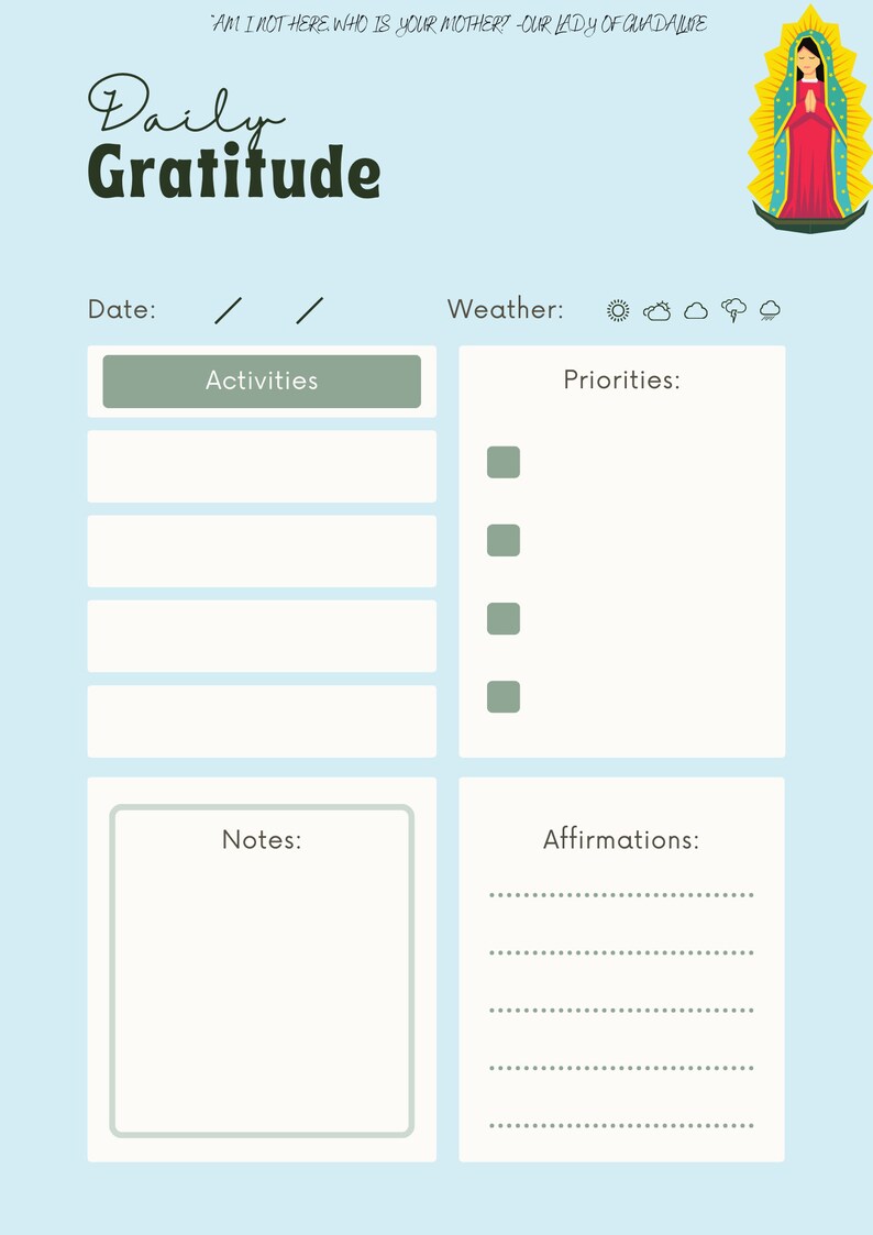 Marian Gratitude Journal With Free Rosary Guide- Deepen Your Catholic ...