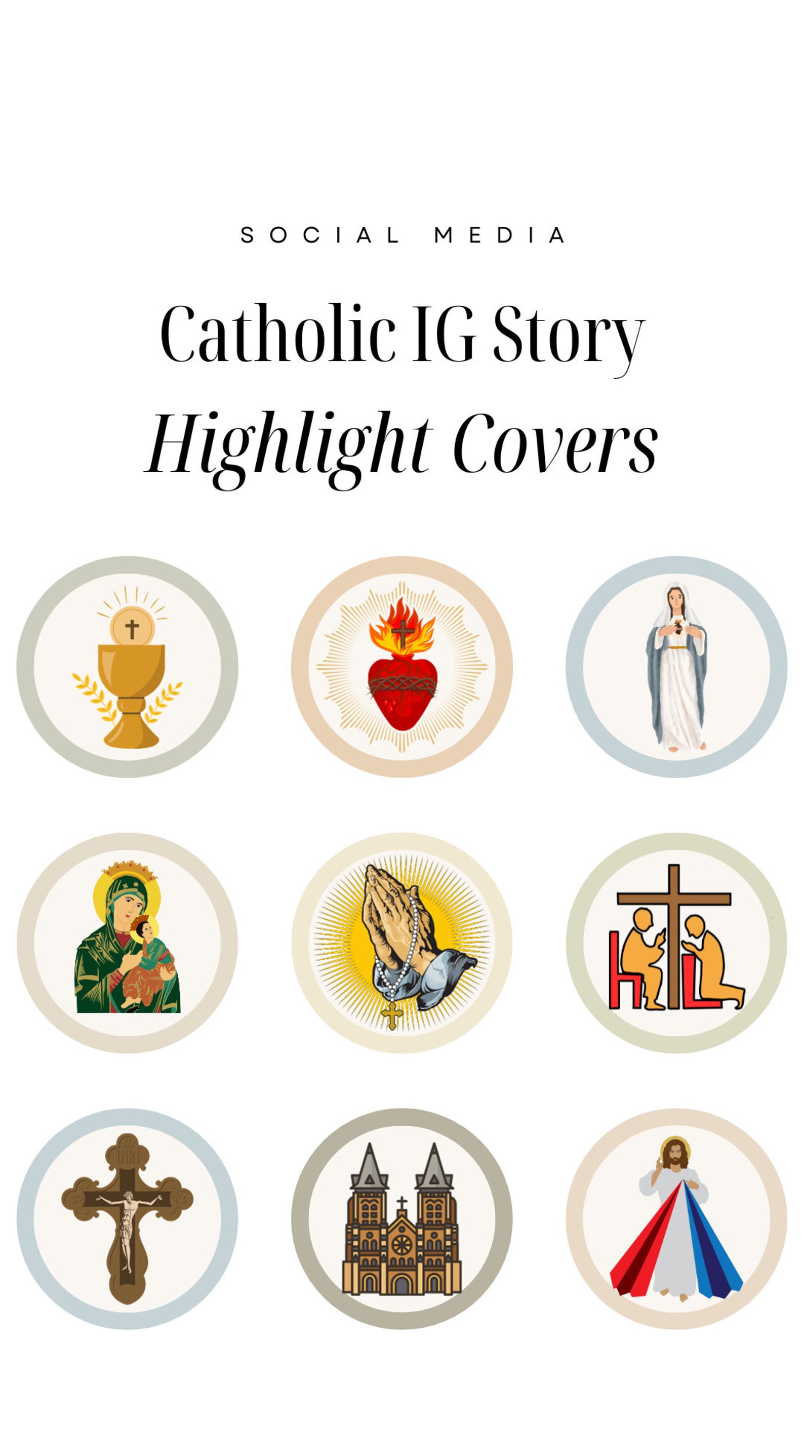 Catholic Theme Instagram Story Highlight Covers- Set of 9 - Etsy