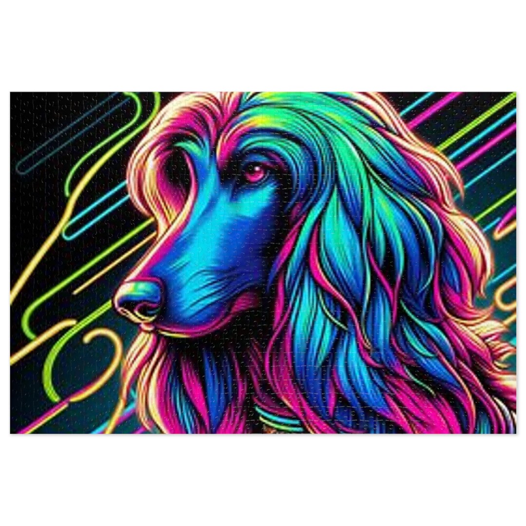 Neon Afghan Hound Puzzle: Vibrant Blues and Pinks, 5 Sizes and Piece ...