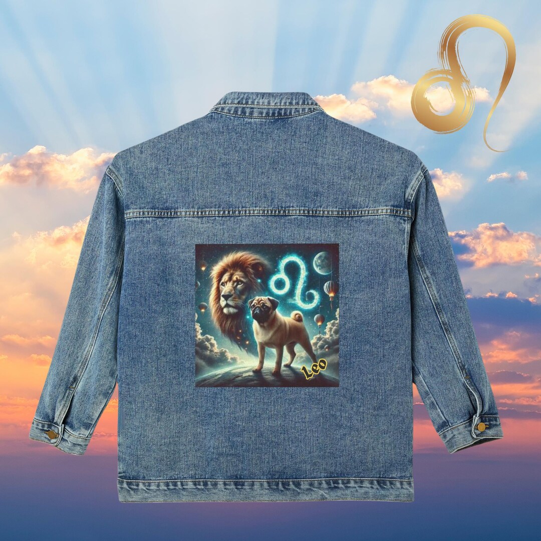 Leo Zodiac Denim Jacket for Women - Pug Artwork - Etsy