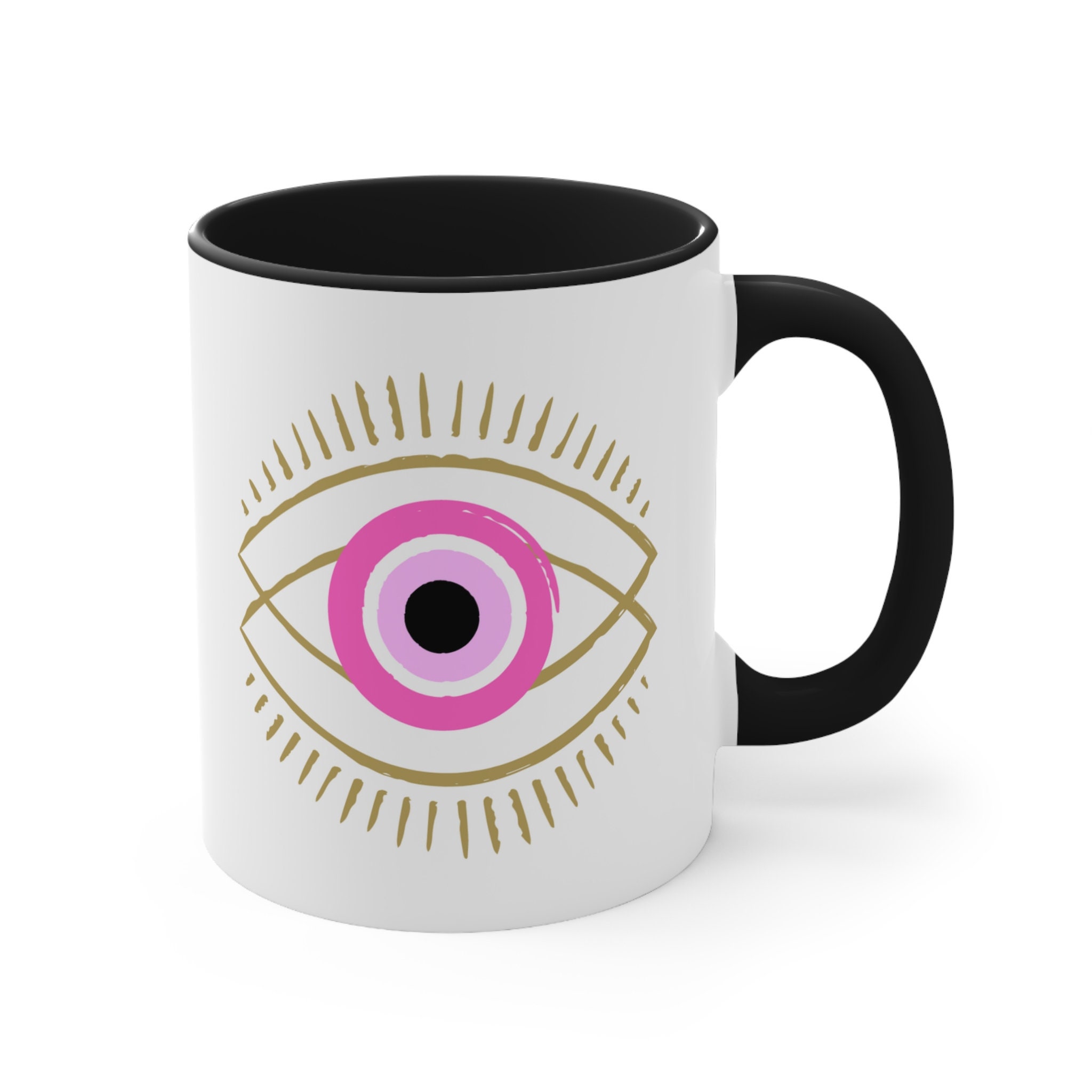 Pink Evil Eye Mug Wrap Good Vibes Only Evil Eye Mug 11 Oz Spiritual ...