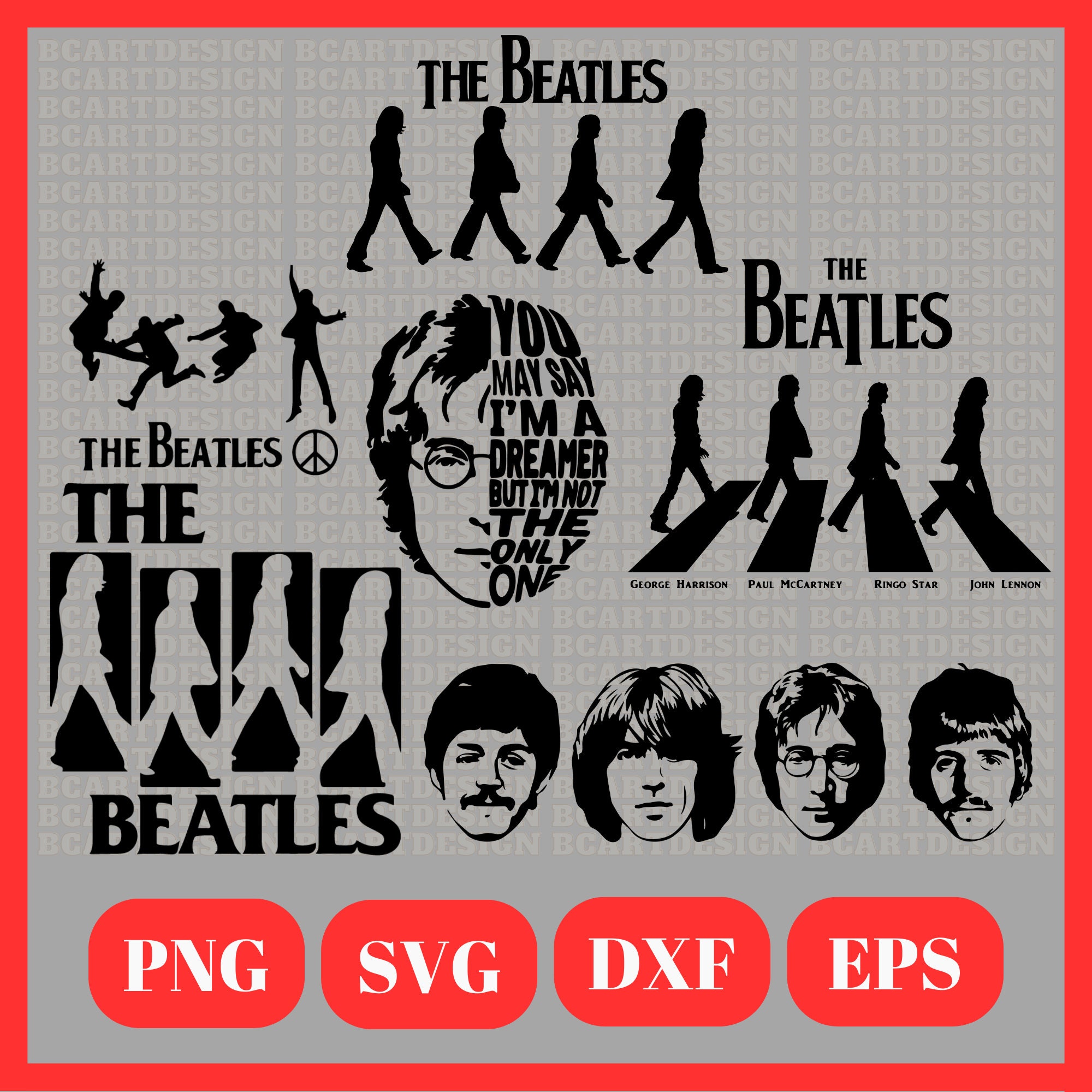 The Beatles Svg Bundle, the Beatles Png Clipart, John Lennon Svg ...