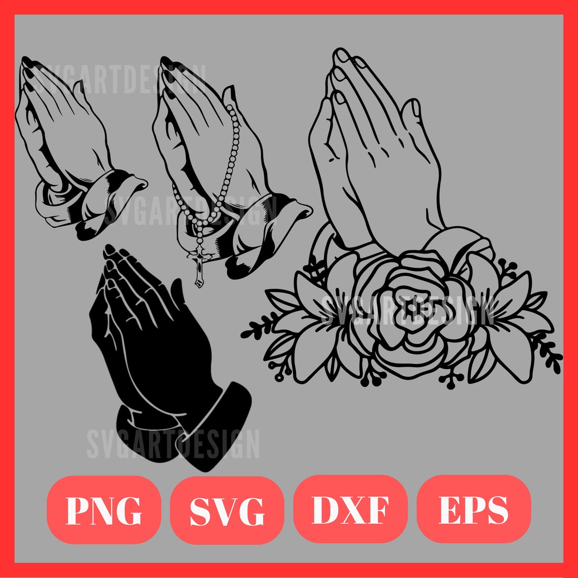 Praying Hands Svg, Praying Hands Png, Prayer Svg, Rosary, Faith Svg ...