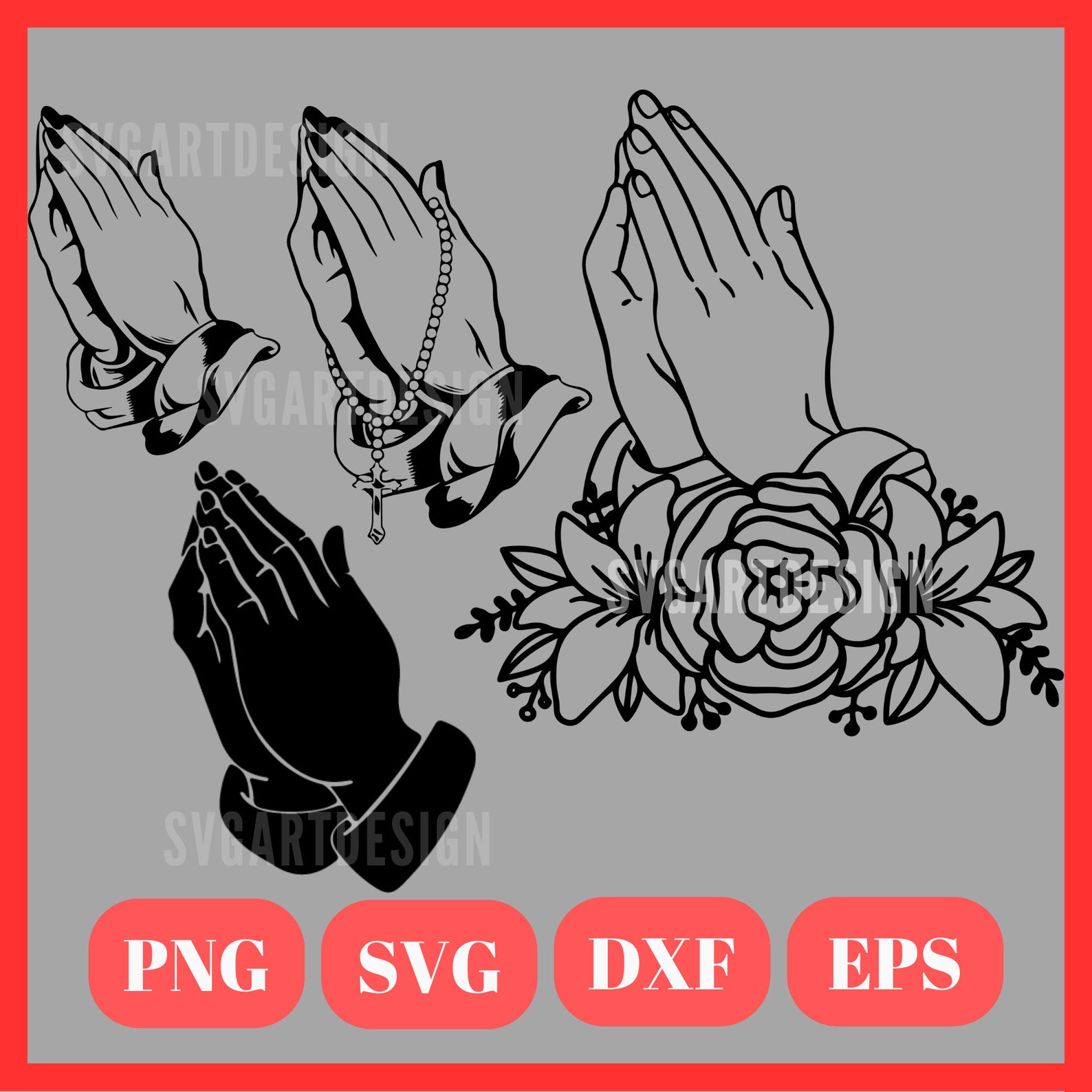 Praying Hands Svg, Praying Hands Png, Prayer Svg, Rosary, Faith Svg ...