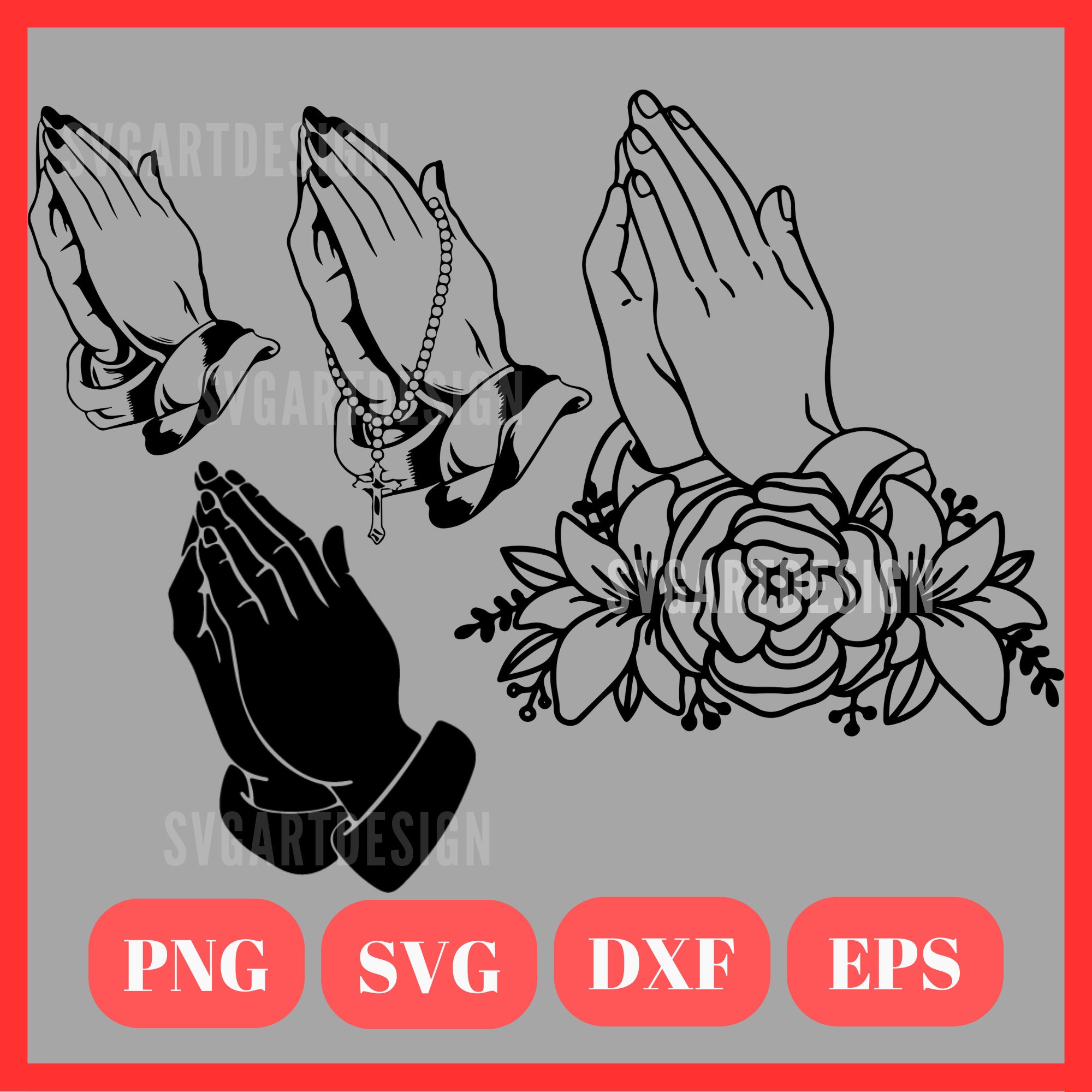 Praying Hands Svg, Praying Hands Png, Prayer Svg, Rosary, Faith Svg ...