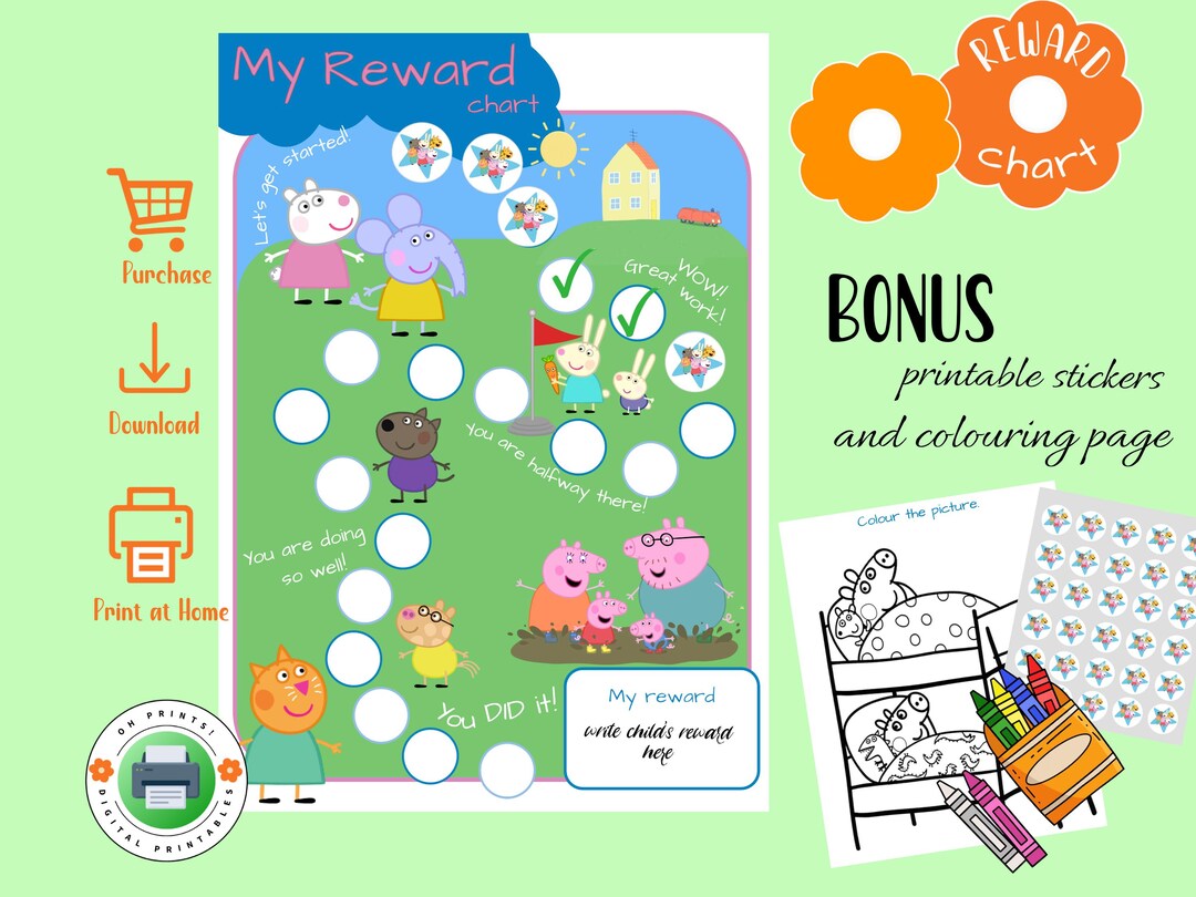 Peppa Pig Reward Chart | Sticker Chart | Reward Chart| Peppa Pig Potty ...