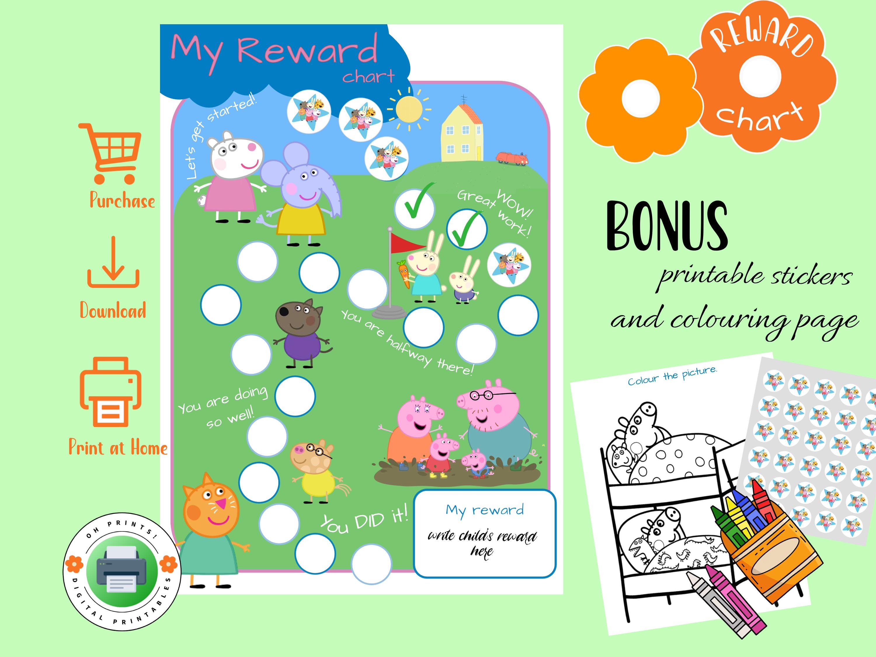 PDF Reward Chart| Peppa Pig Reward Chart | Sticker Chart | Peppa Pig ...