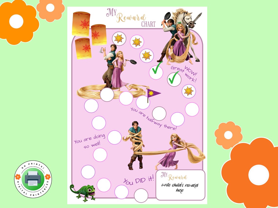 PDF Reward Chart| Tangled Reward Chart | Sticker Chart | Rapunzel Potty ...