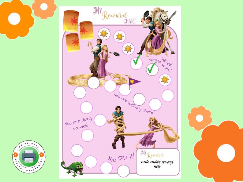 PDF Reward Chart| Tangled Reward Chart | Sticker Chart | Rapunzel Potty ...