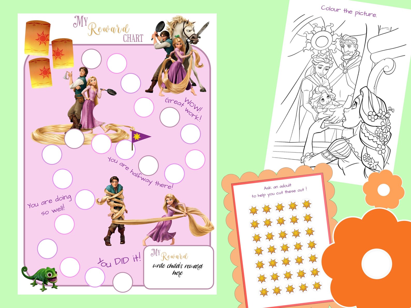 PDF Reward Chart| Tangled Reward Chart | Sticker Chart | Rapunzel Potty ...