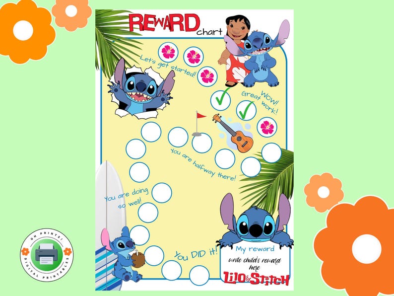 PDF Reward Chart| Lilo & Stich Reward Chart | Sticker Chart| Potty ...