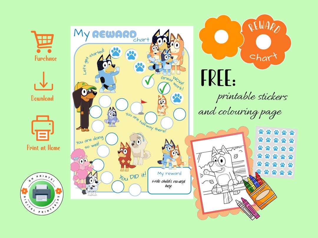 Bluey Reward Chart | Sticker Chart | Reward Chart| Bluey Potty Chart ...