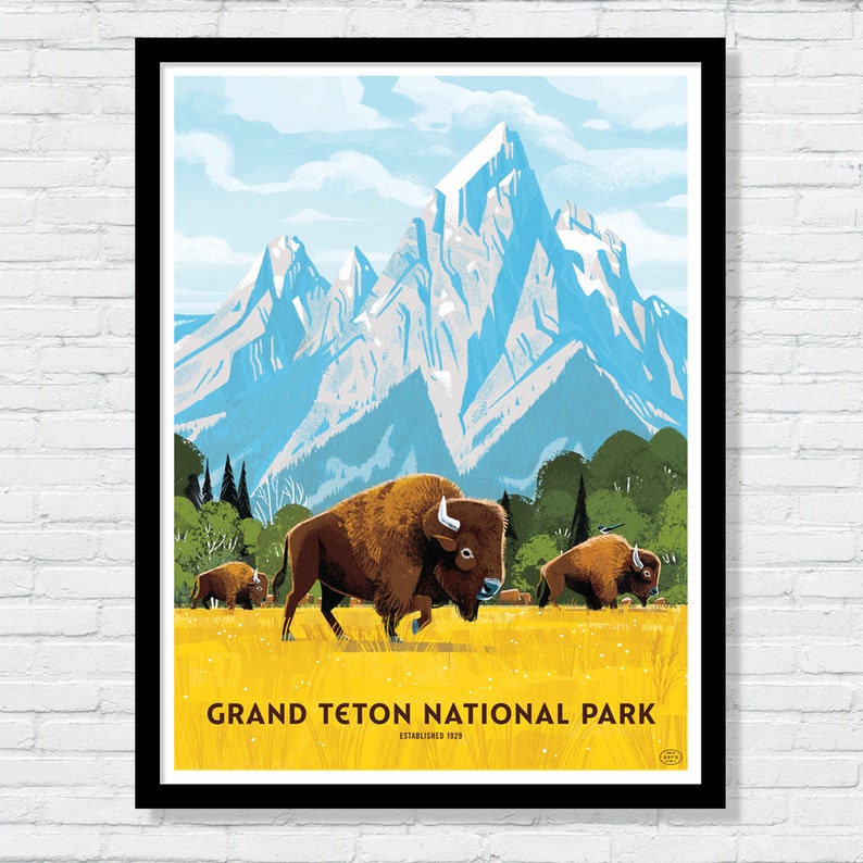 Grand Teton National Park Poster Art - Hand Screenprinted Poster - Etsy
