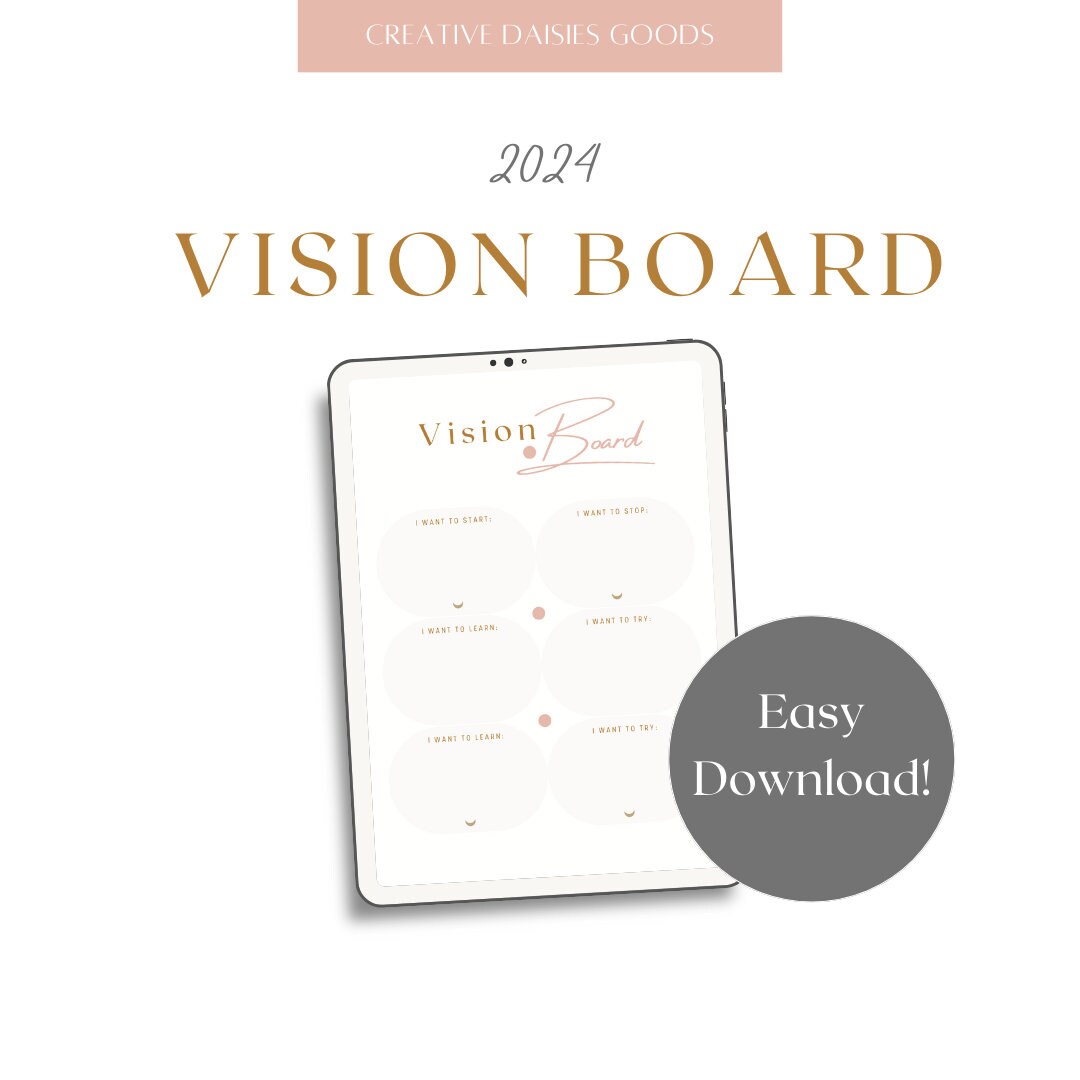 Digital Vision Board, Pink, Minimalist, Elegant, Digital Download - Etsy
