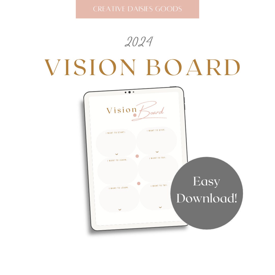 Digital Vision Board, Pink, Minimalist, Elegant, Digital Download - Etsy