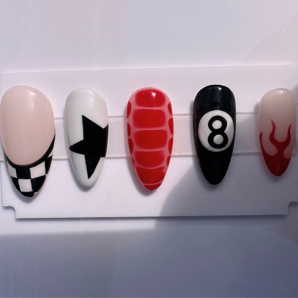 Press on Nails 8 Ball - Etsy