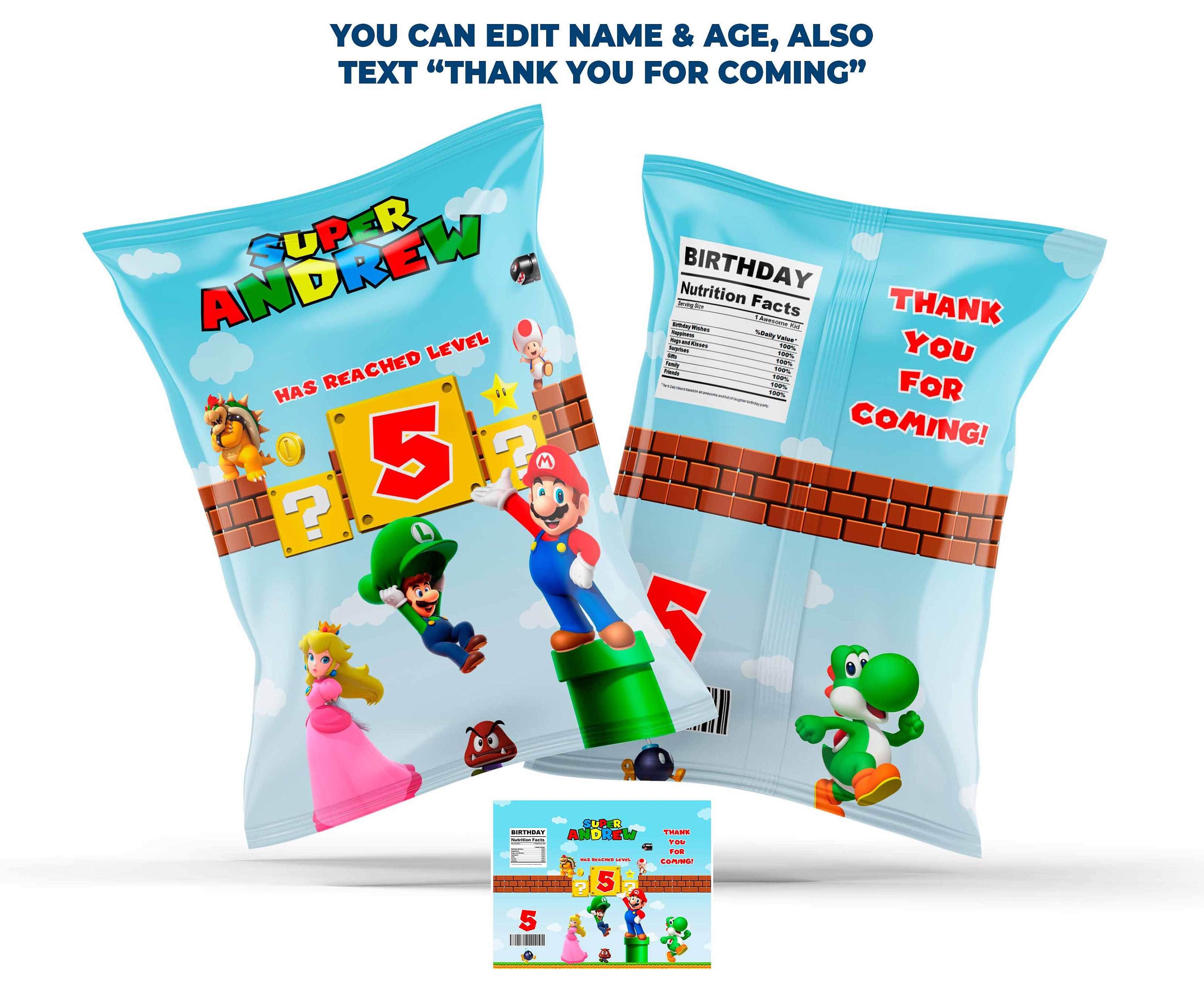 Super Mario Water Label, Chips Bag, Capri Sun, Pringles, Food Labels ...