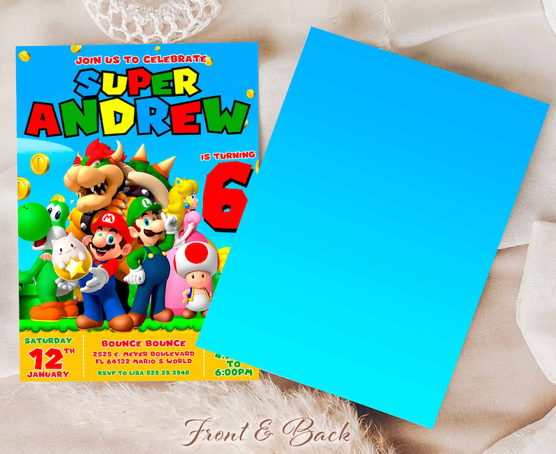 Super Mario Editable Birthday Invitation, Canva Template - Etsy