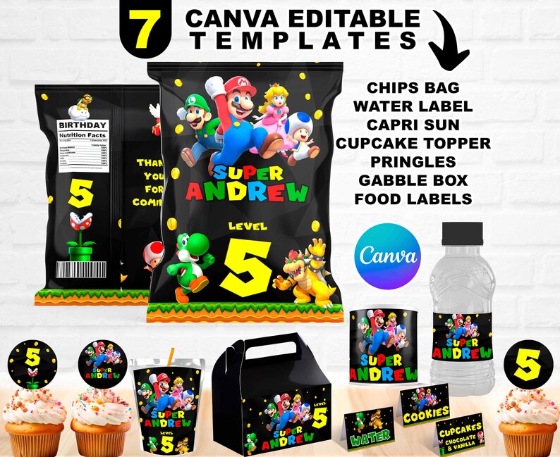 Super Mario Water Label, Chips Bag, Capri Sun, Pringles, Food Labels ...