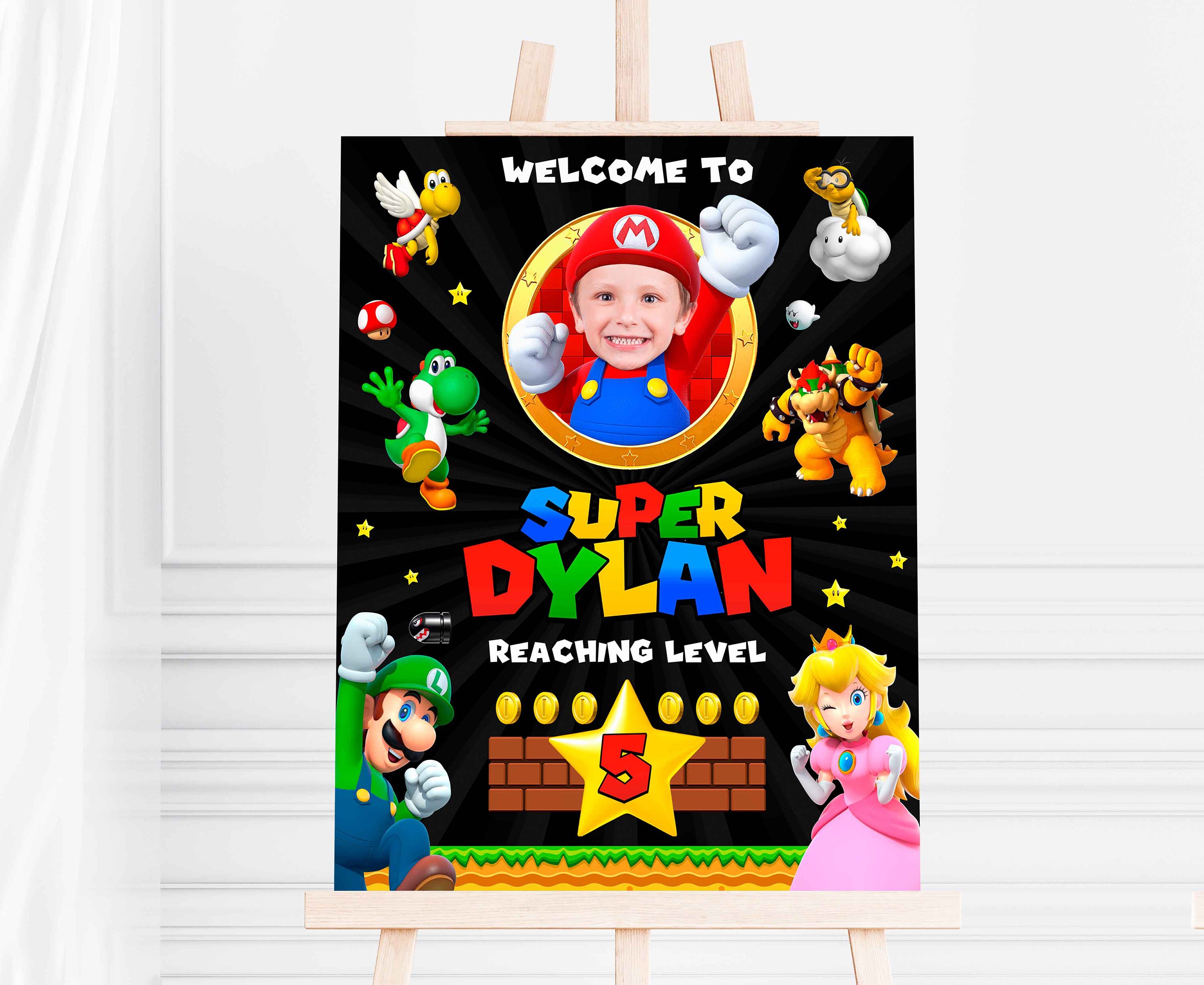 Super Mario Welcome Sign With Photo, Face Mario, Colorful Mario Sign - Etsy
