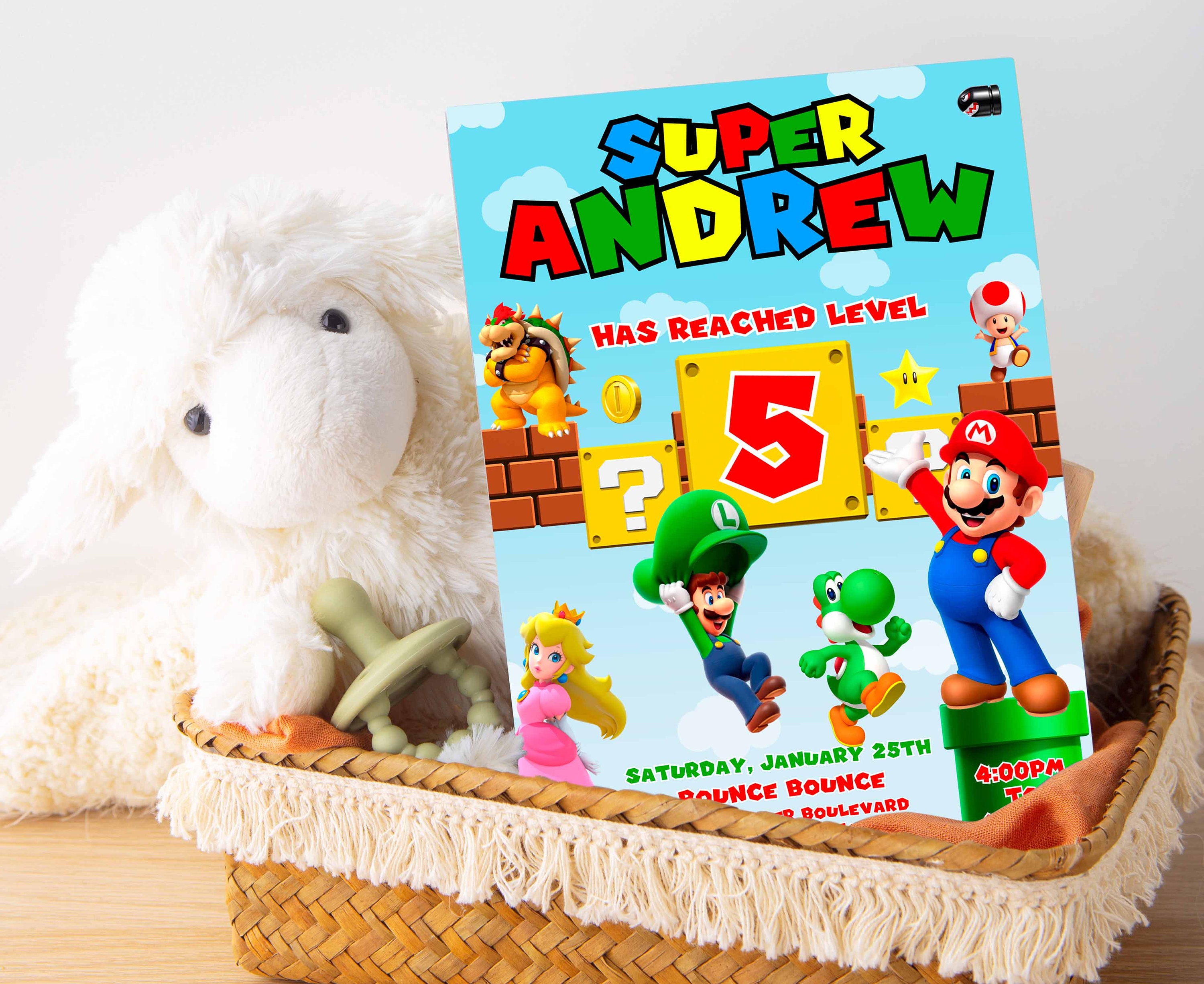 Super Mario Editable Birthday Invitation, Canva Template - Etsy