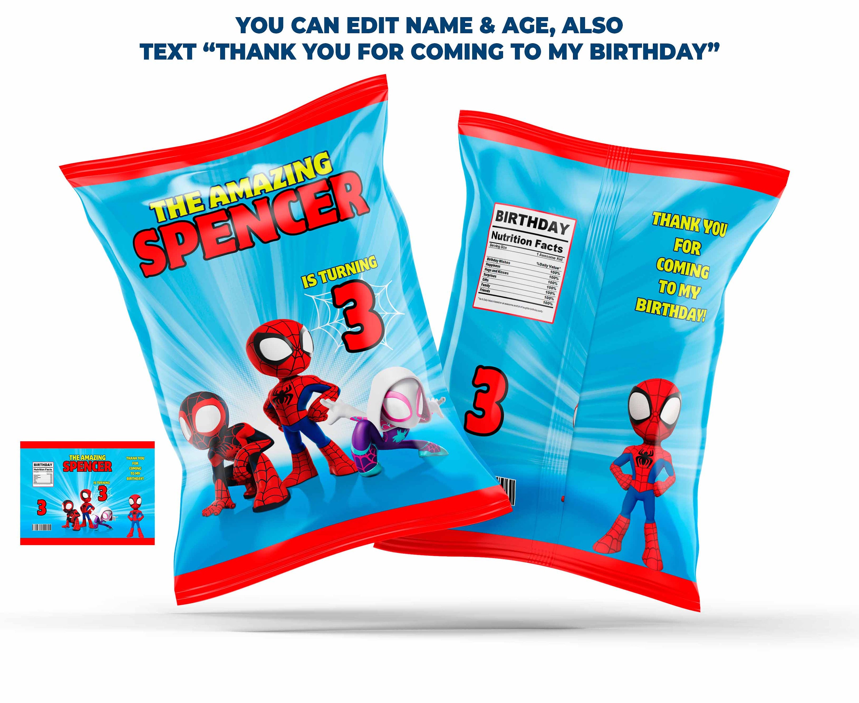 Spiderman Water Label, Chips Bag, Capri Sun, Pringles, Food Labels ...
