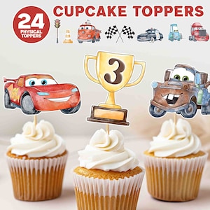 Watercolor Cars Cupcake Toppers (24 Pack) - Cars Toppers High Quality ...