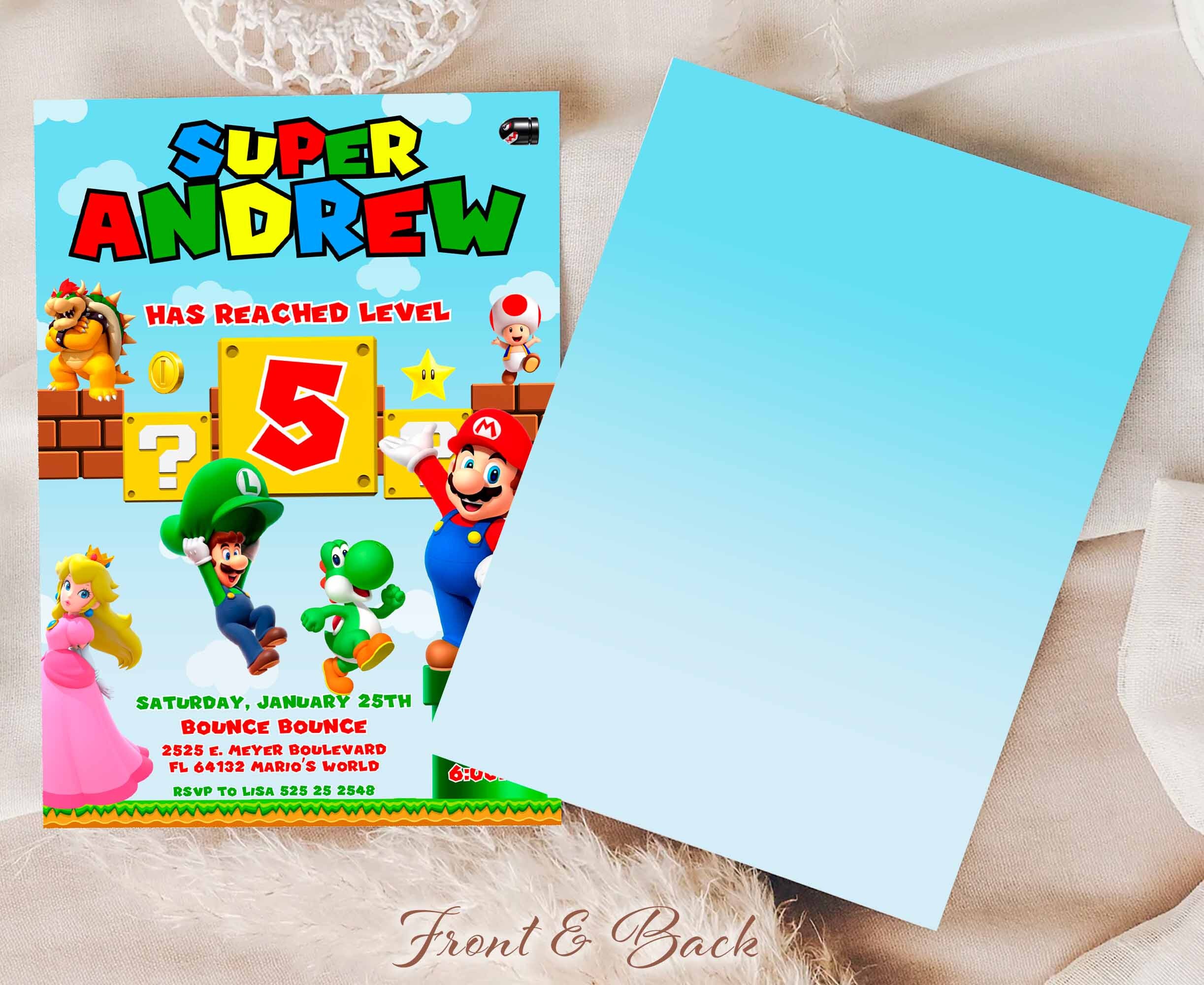 Super Mario Editable Birthday Invitation, Canva Template - Etsy
