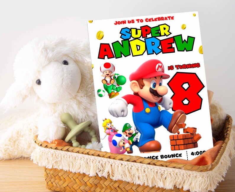 Super Mario Editable Birthday Invitation, Mario Invite, Brick Super ...