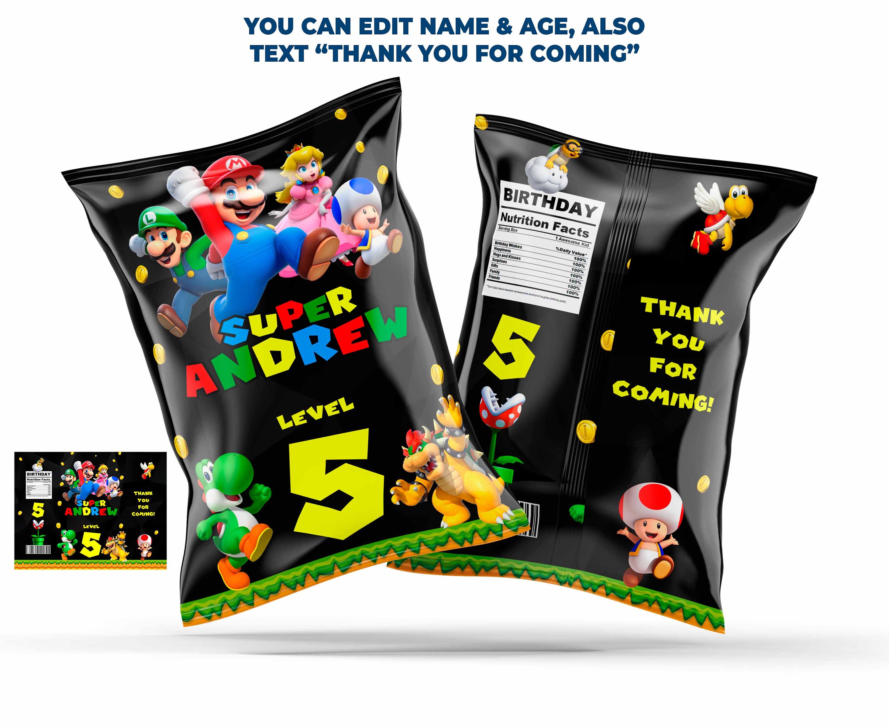 Super Mario Water Label, Chips Bag, Capri Sun, Pringles, Food Labels ...