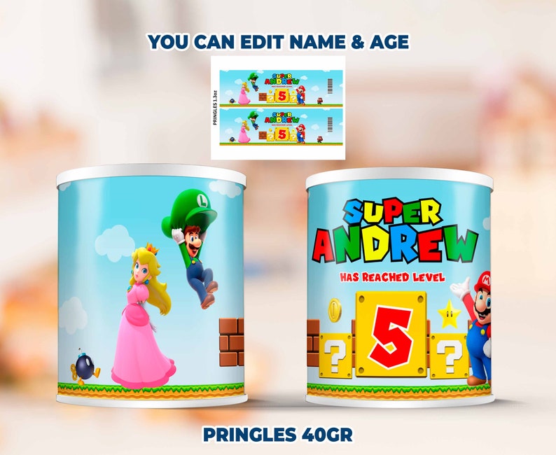 Super Mario Water Label, Chips Bag, Capri Sun, Pringles, Food Labels ...