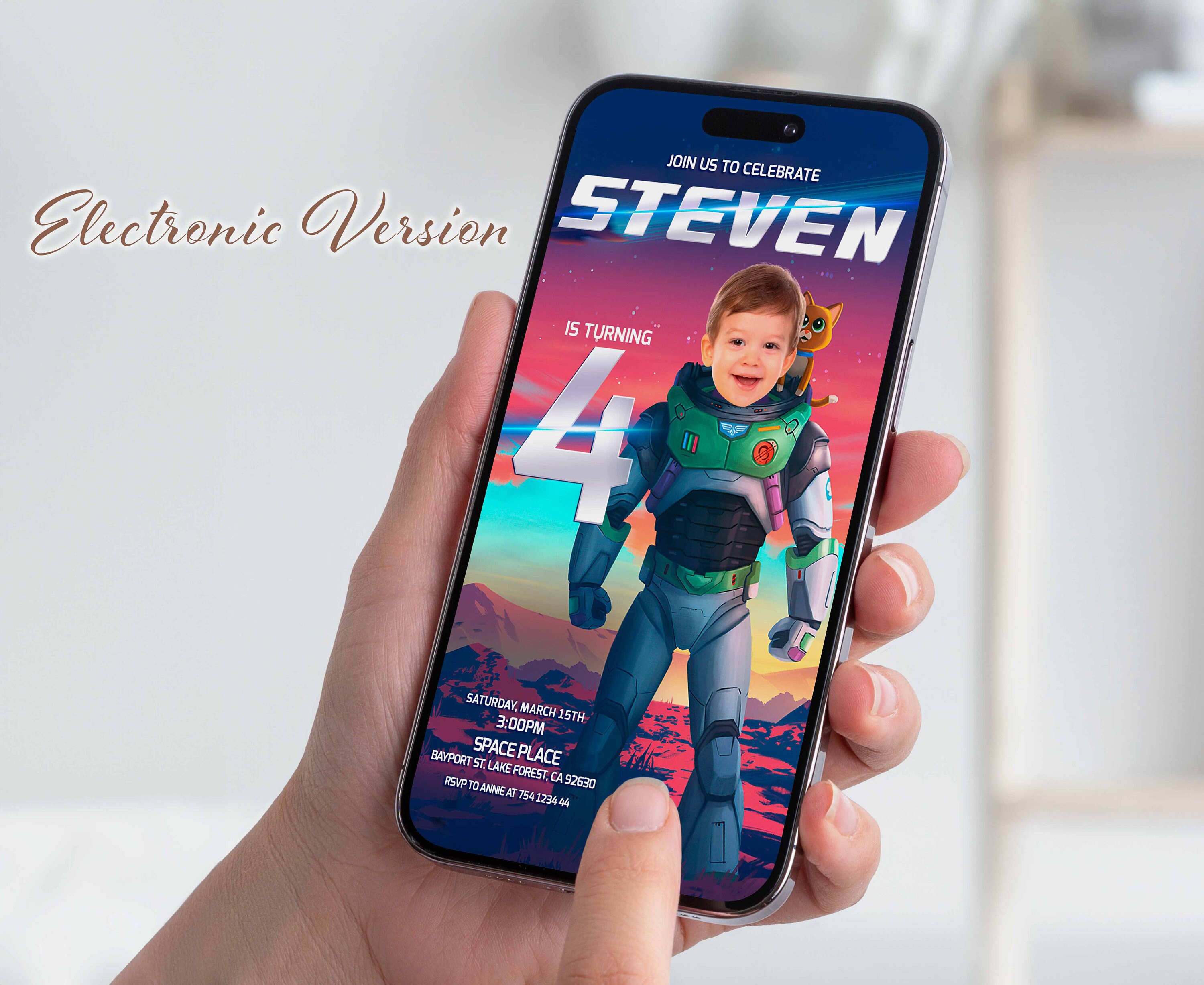 Buzz Lightyear Birthday Invitation With Photo, Printable Birthday Party ...