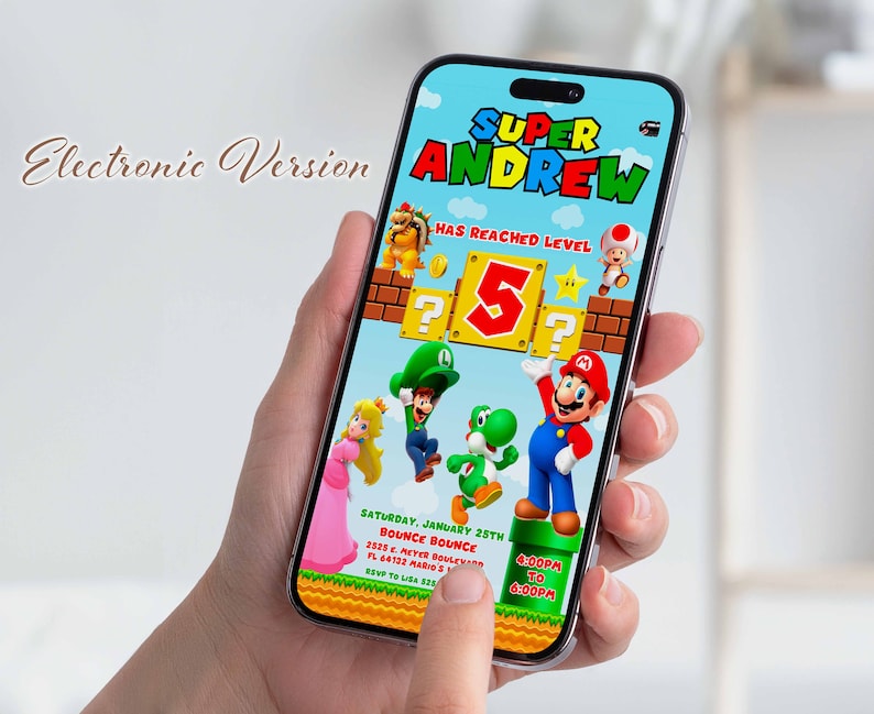 Super Mario Editable Birthday Invitation, Canva Template - Etsy México