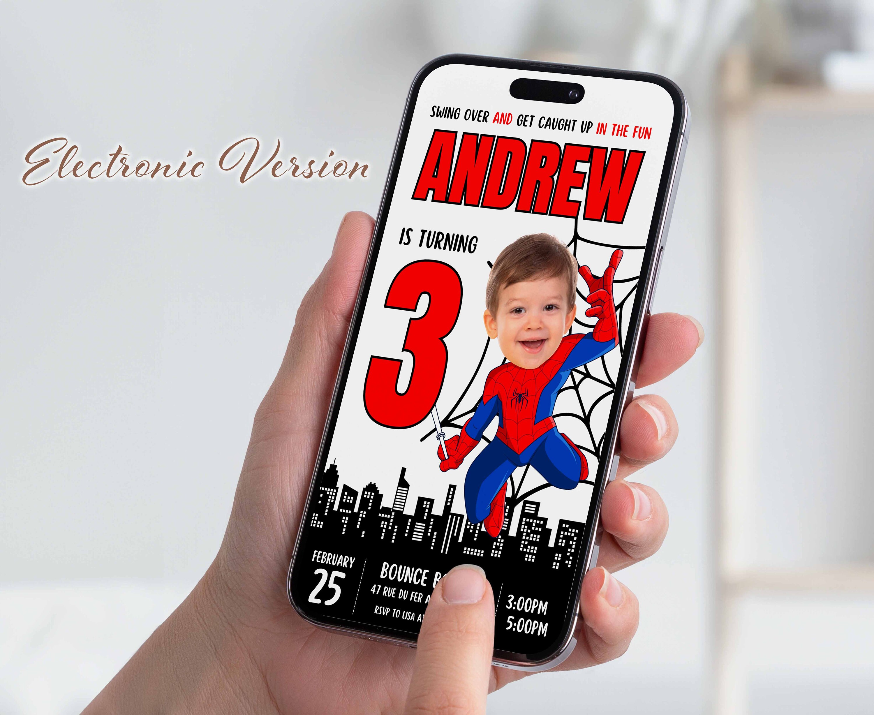 Spider Man Birthday Invitation With Photo, Printable Super Hero ...
