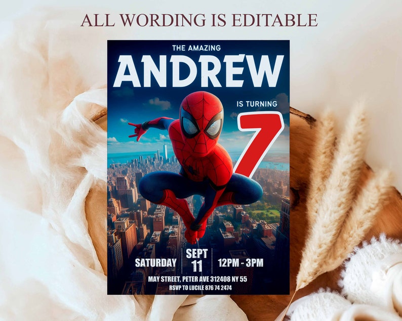 Spiderman Editable Birthday Invitation, Spider Invite, Amazing ...