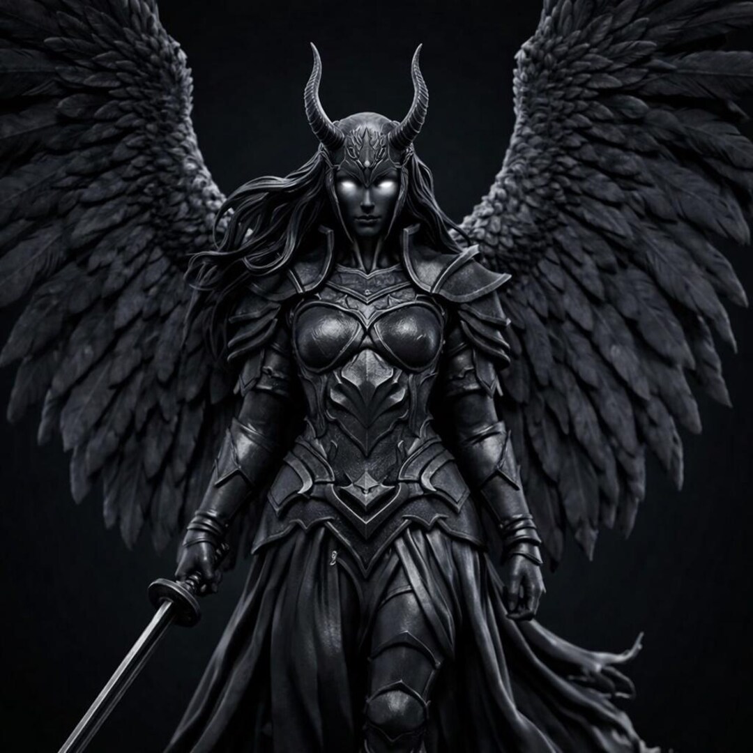 Blackhalo Valkyrie – Fallen Angel Warlord STL | Dark Fantasy Winged ...