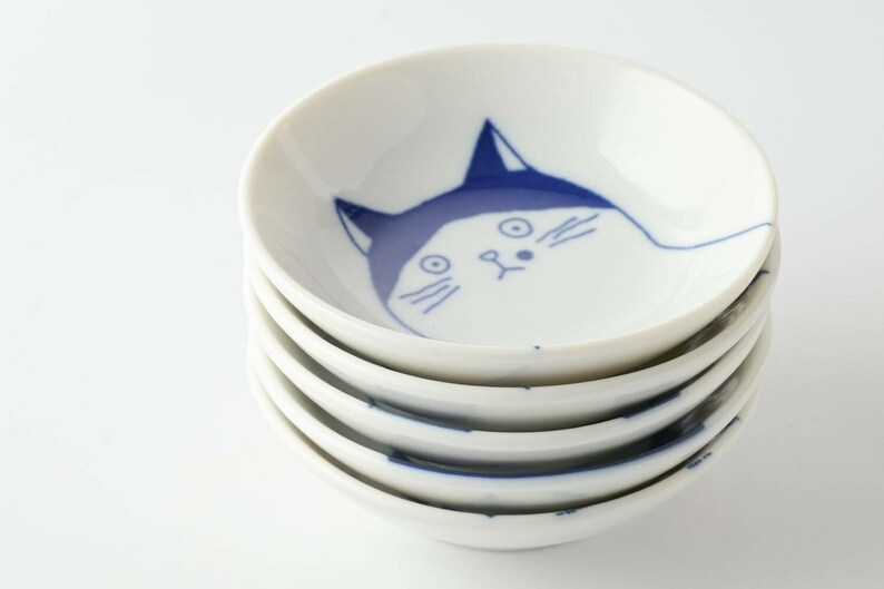 Japanese Cute Cat Side Dish Plates individual or Set of 5 Made in Japan ...