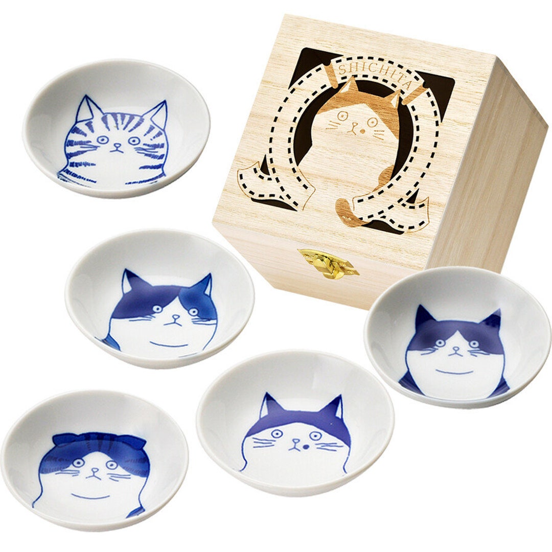 Japanese Cute Cat Side Dish Plates individual or Set of 5 Made in Japan ...