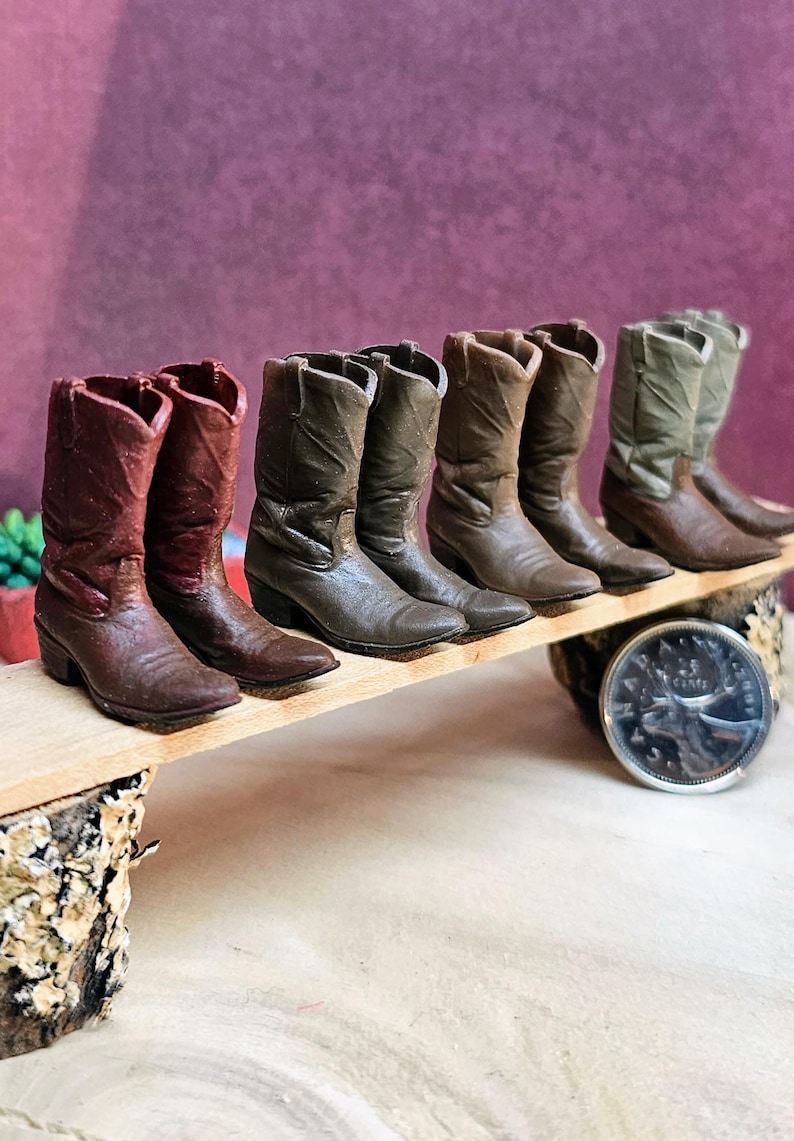 Tiny Cowboy Boots - Handmade Miniature - Western Collectible ...